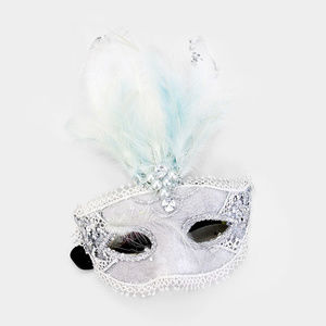 Other | Halloween Crystal Pearl Feather Masquerade Mask | Poshmark